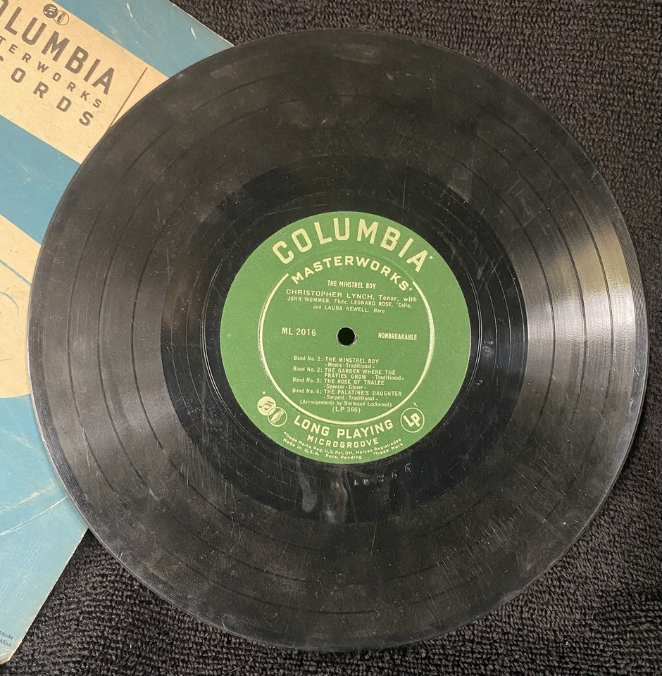Columbia Masterworks ML 2016 Christopher Lynch The Minstrel Boy 1947 ...