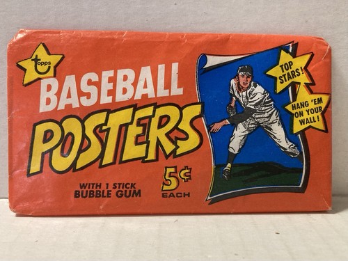 RARE 1968 Topps Baseball UNOPENED POSTERS Wax Pack 5c Pack--SEALED ...