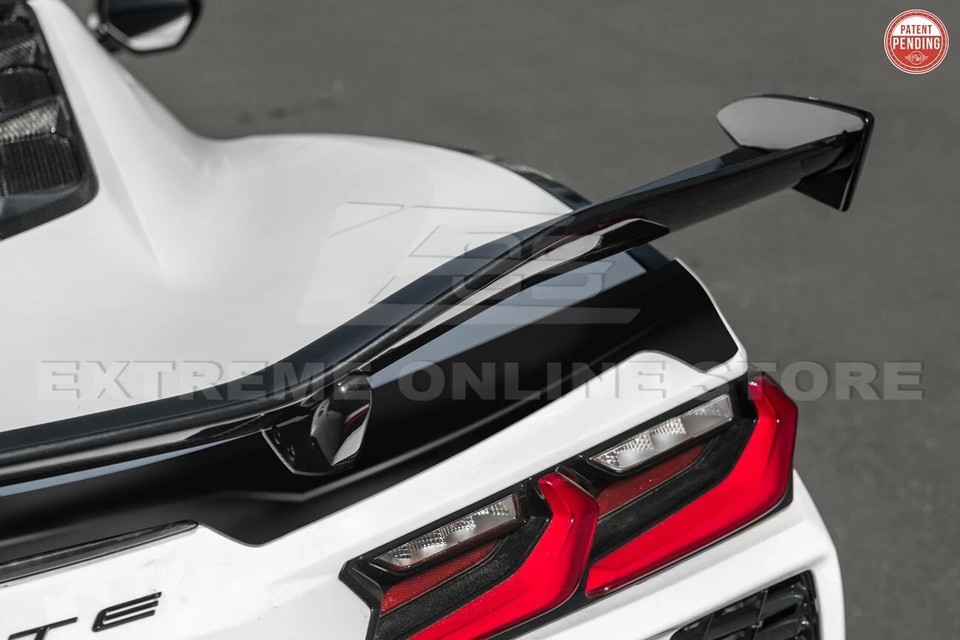 Z06 Style High Wing W/ Bracket Spoiler CARBON FLASH Fits 20-Up Corvette ...