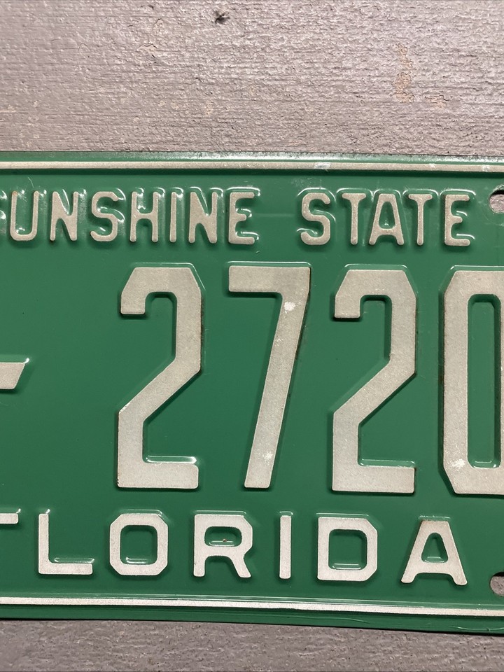 VINTAGE 1969-1970 FLORIDA LICENSE PLATE SUNSHINE STATE WHITE/GREEN 8 ...