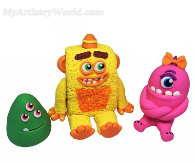 Edible 3D fondant/gum paste Monster Math Squad cake toppers set | eBay
