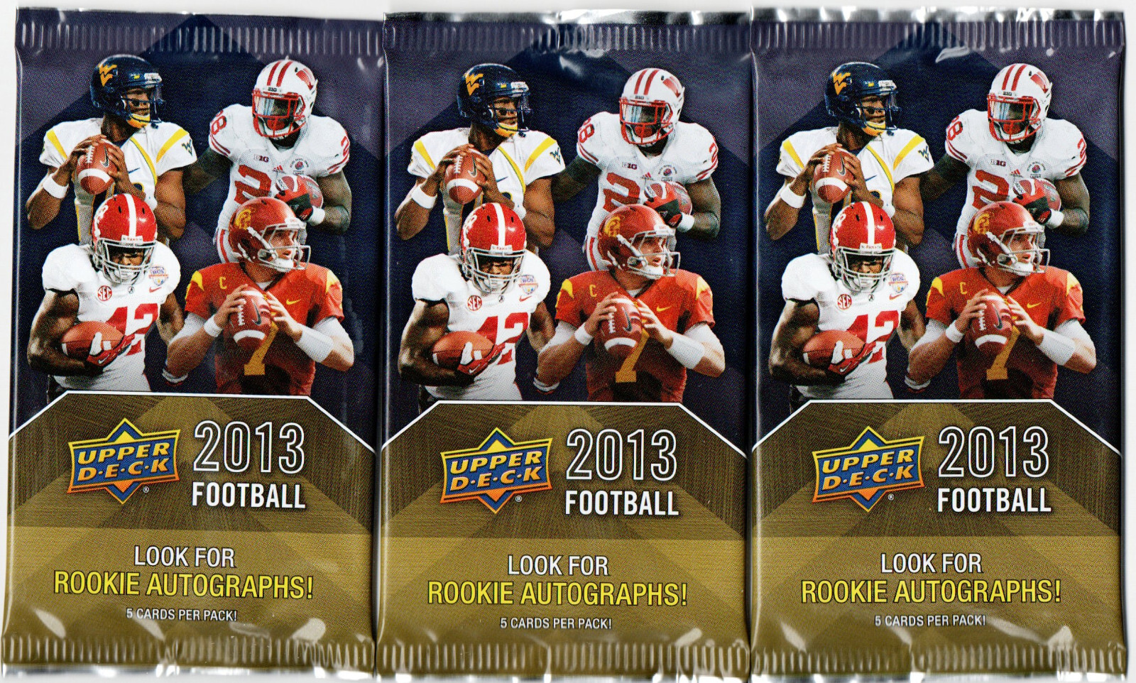 2013 Upper Deck NFL Football Cards Packs - 3 Packs - Travis Kelce ...