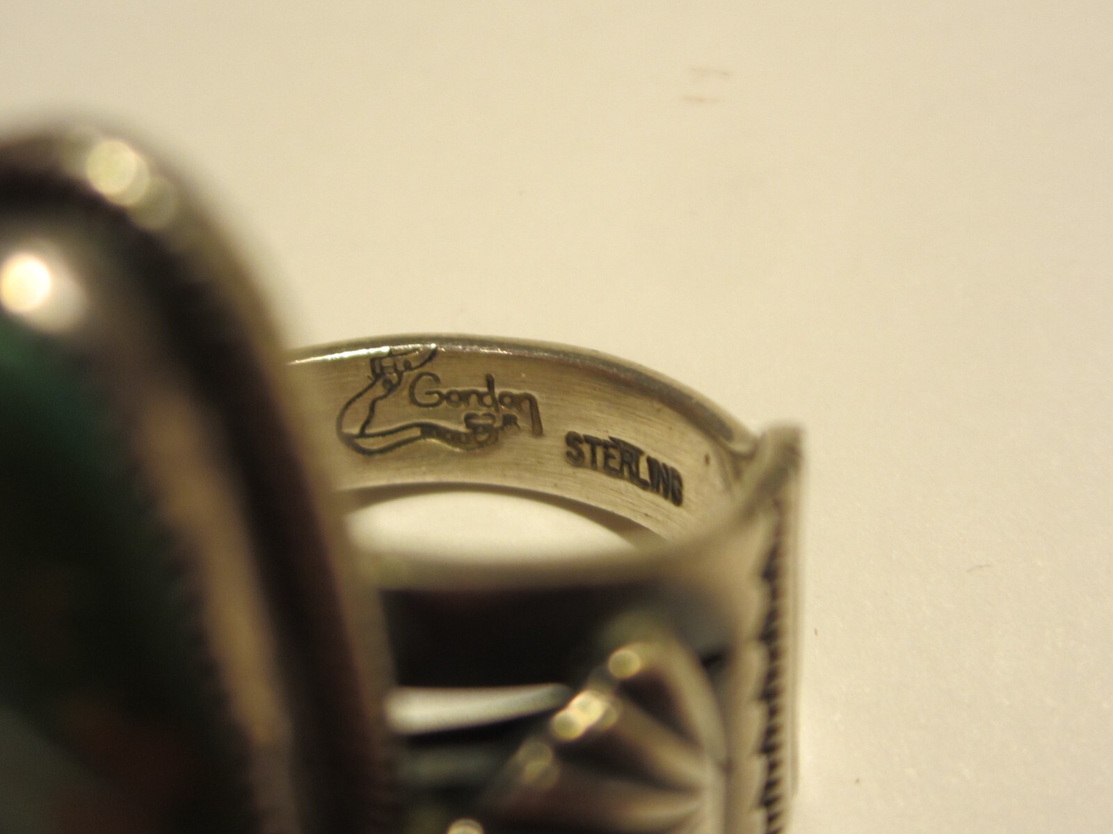 DELBERT GORDON , NAVAJO, STERLING TURQUOISE RING, SIZ… - Gem