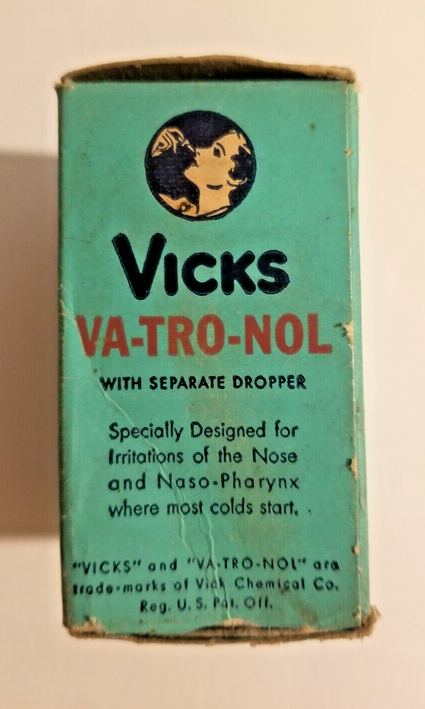Vintage Medicine Box Bottle Dropper Vicks Va-Tro-Nol Medical Mid ...