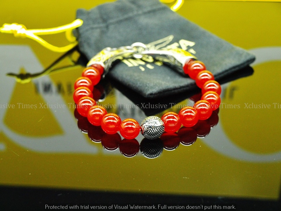INVICTA ELEMENTS Men's EAGLE Genuine RED AGATE Gemstone Beaded Bracelet ...