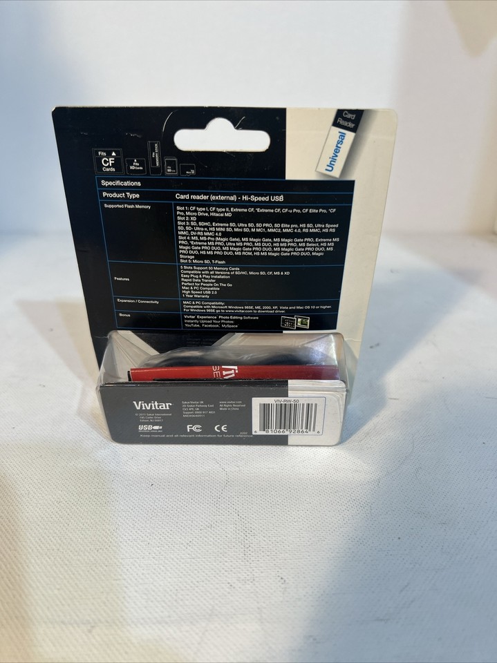 New Vivitar Secure Digital Card SD Reader/Writer MAC & PC High Speed ...