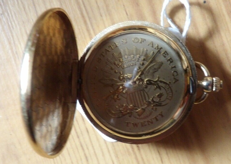 hunter case gold tone prestige timeco jewel quartz pocket watch | eBay