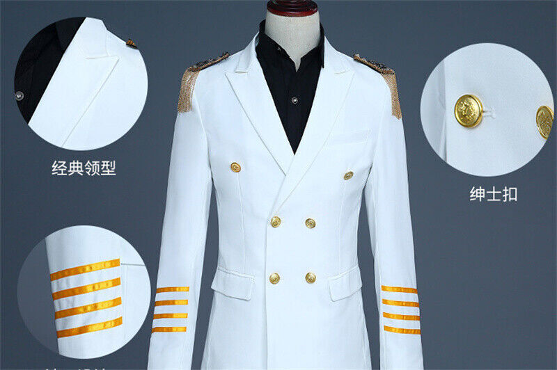 Men Airline Captain Suit Pilot Blazer Aviator Costume Uniform Suit ...