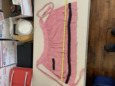 Linen Apron pink black ox114 | eBay