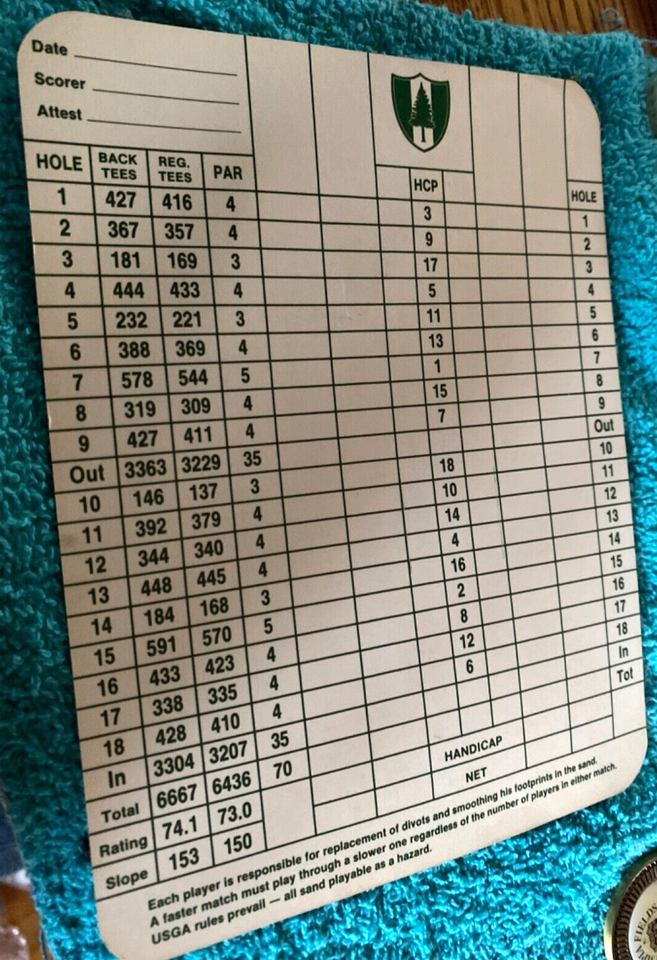 "Pine Valley Golf Club Score Card " 13th hole, World Famous Double ...