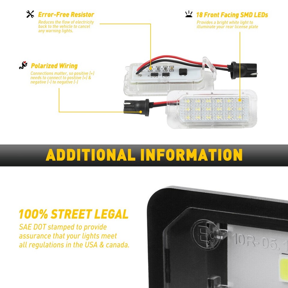 2x LED Plate License Lamp Light Assembly Replacement for Ford Explorer ...
