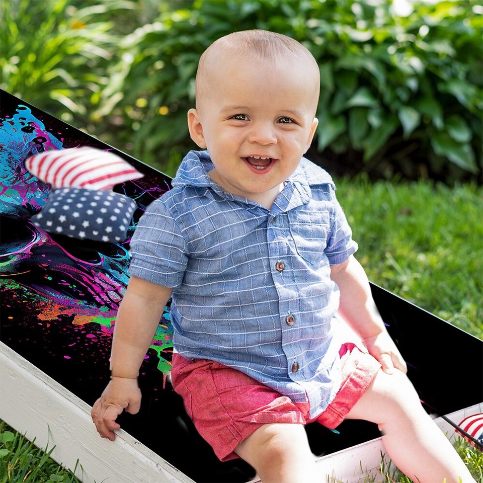 Neon Splatter Paint Skull Gothic Cornhole Board Wraps and Decals Vinyl ...