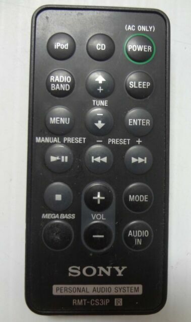 Genuine Sony Remote Control Personal Audio System Rmt-cs3ip Ra5 for ...