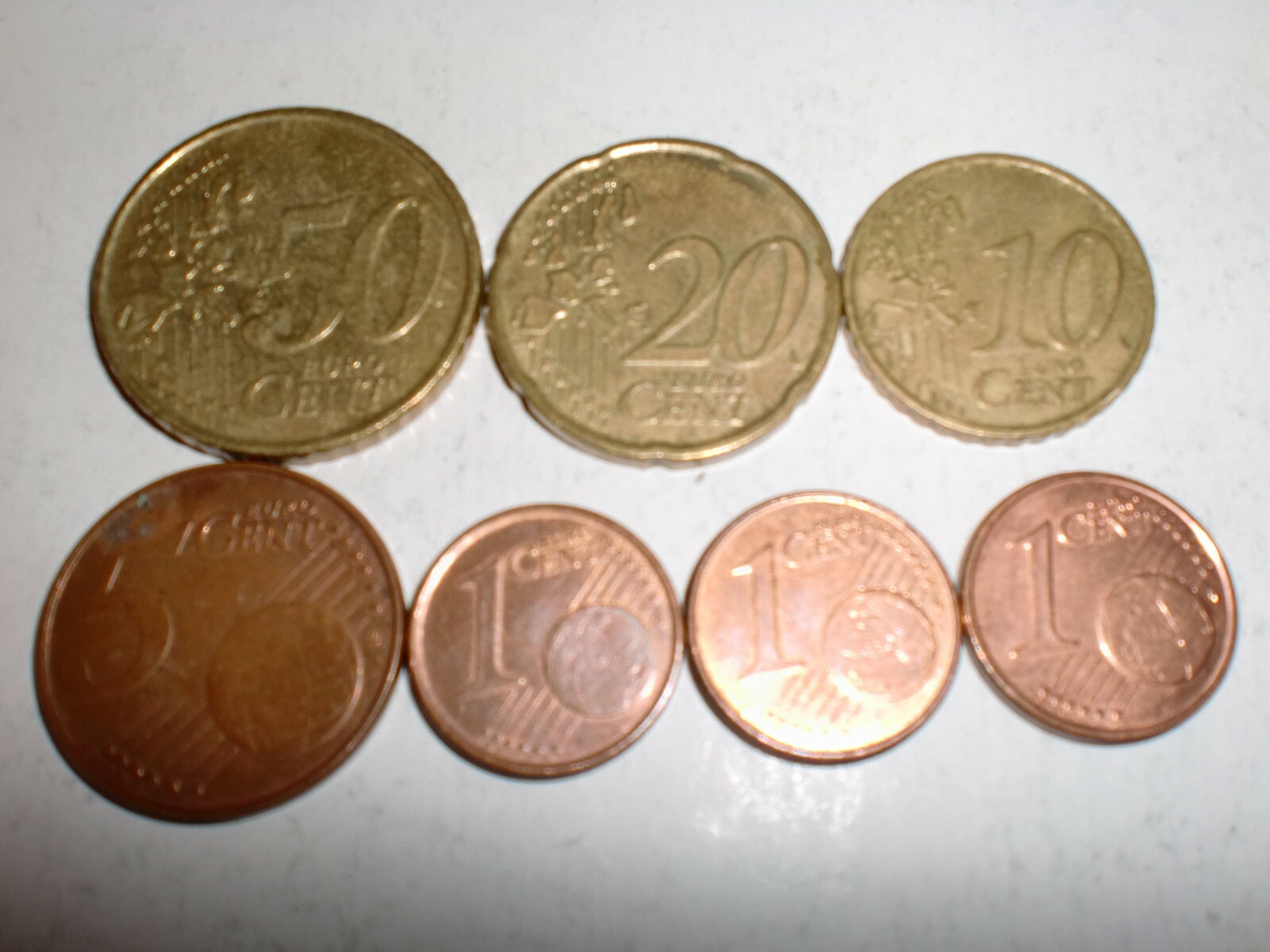 BELGIUM EURO COINS LOT-BELGIUM - 7 EURO COIN CENTS - 50,20,10,5 & 1 ...