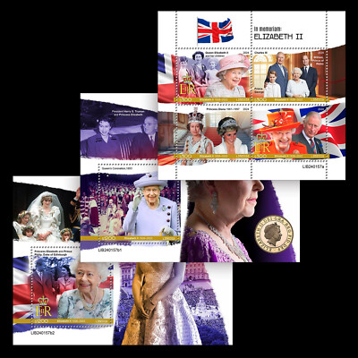 Queen Elizabeth II King Charles III Diana MNH Stamps 2024 Liberia M/S ...