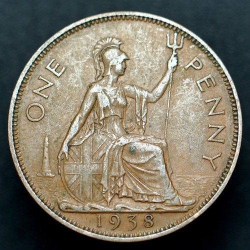 1938 Great Britain 1 Penny (George VI) Coin, km845 - Excellent Coin 🇬🇧 ...