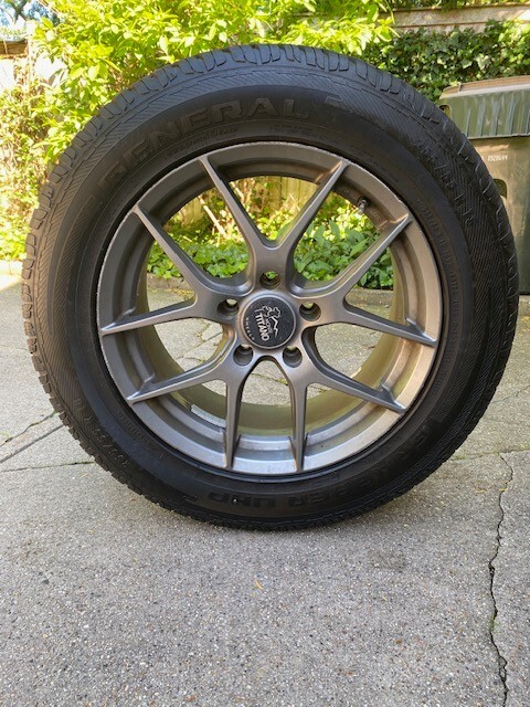 Monte Titano MT6 Wheels 18x8 Matte Titanium with General Grabber Tires ...