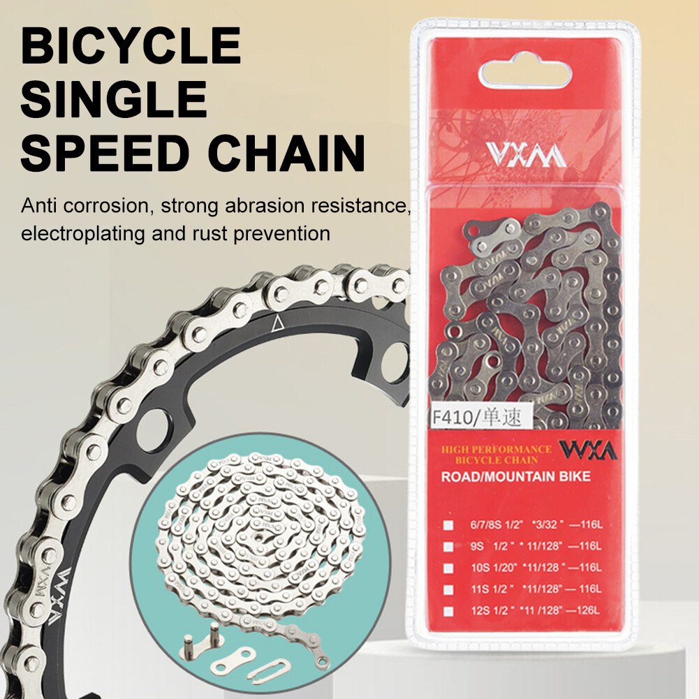 Full Electroplated Bicycle Chain 114 Quick Links Fixed Gear Mountain ...
