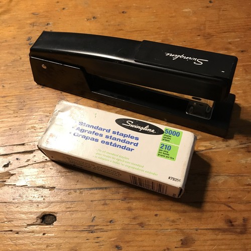 Vtg. Swingline Stapler #747xx Black Steel Heavy Duty W/Partial Box ...