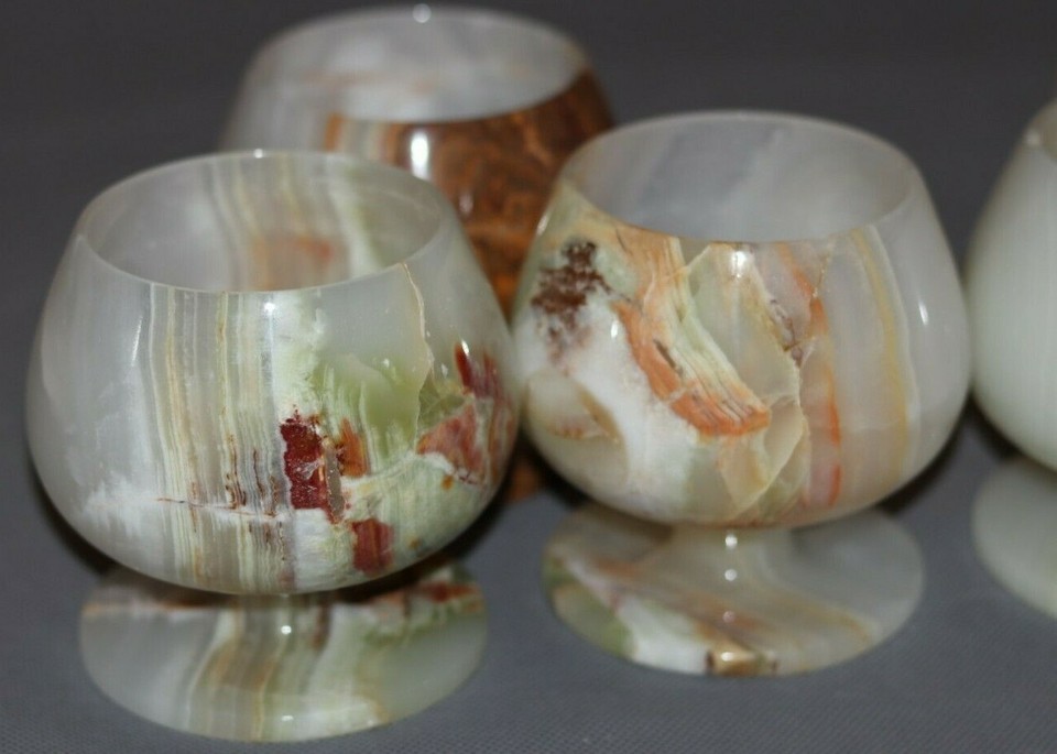 NATURAL ONYX GOBLETS WINE/ALCOHOL GLASS - 6 PIECES, 4" X 4" X 4", Cap ...