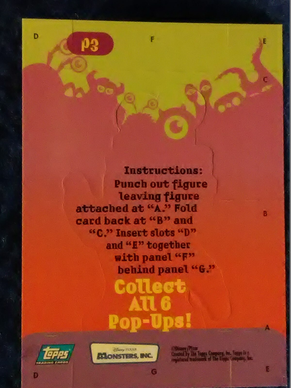 2001 Topps Disney Pixar Monsters, Inc. Pop-Up Insert Card #3 & 6 | eBay