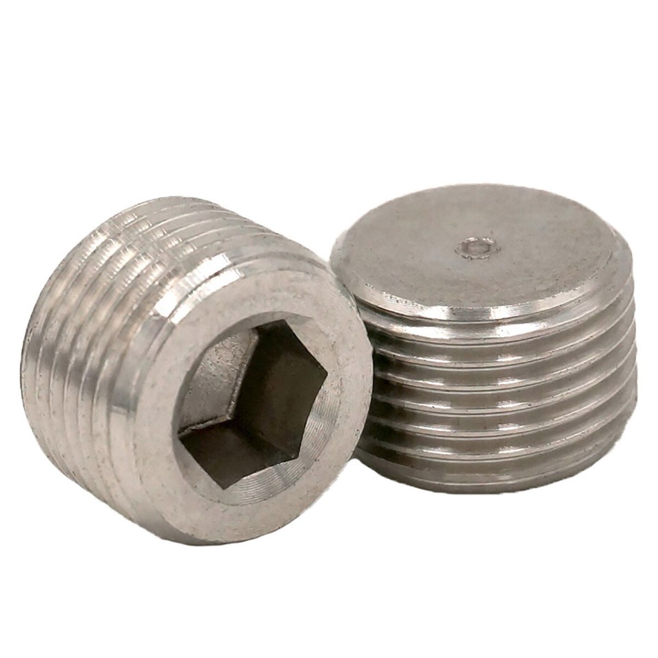 Sizes BSPP BSPT NPT Metric Male 304 Stainless Countersunk End Plug Hex ...