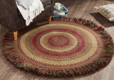 Cinnamon Braided Round Fringe Area Rug By IHF Rugs. Round. 3 Sizes | eBay