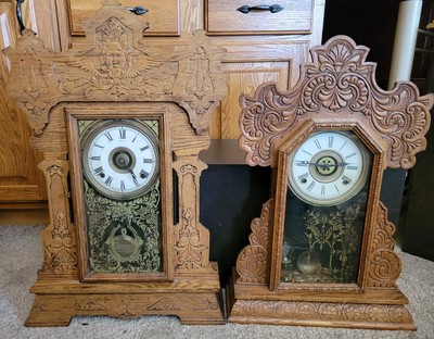 Antique E. Ingraham Clock Co GINGERBREAD KITCHEN MANTEL CLOCK W/ Eight ...