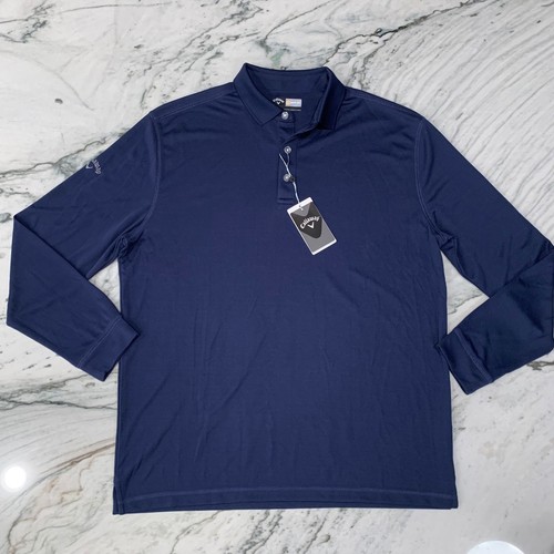 Callaway Opti-Dri Golf Polo Shirt Mens Large L Long Sleeve Navy Blue | eBay