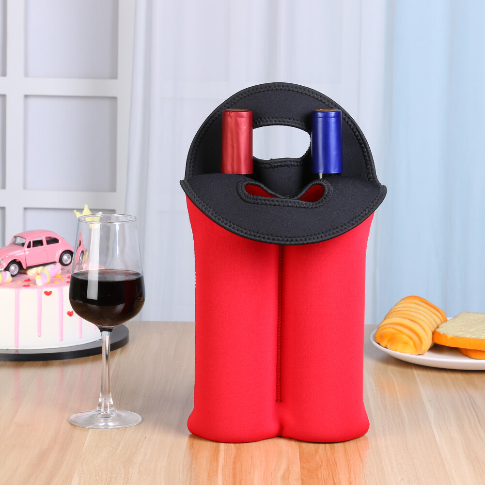 Neoprene Wine Bottle Cooler Double Bottle Protective Sleeve Holder Red neoprene-wine-bottle-cooler-double-bottle-protective-sleeve-holder-red