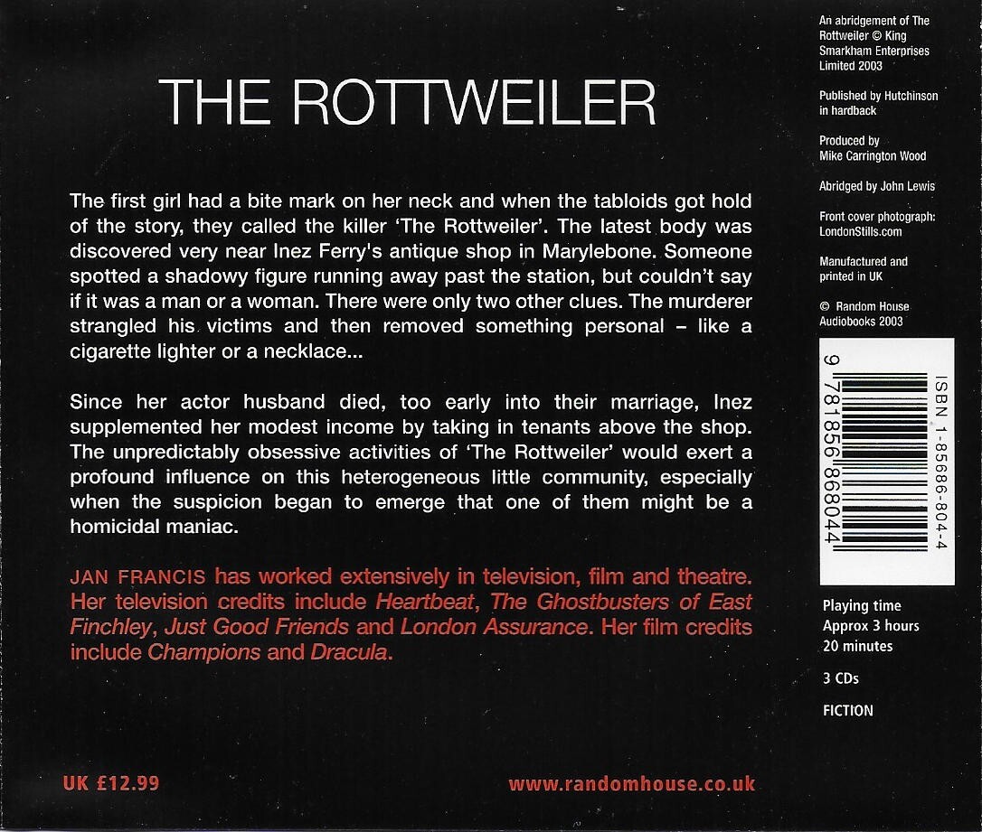 RUTH RENDELL - 3 CD Audio Books - Rottweiler, Vanity Dies Hard, Needle ...