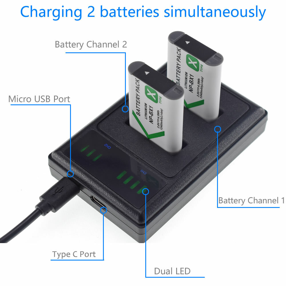 USB Battery Charger For Sony NP-BX1 HDR-AS30 HDR-CX240 DSC-RX100 VI ...