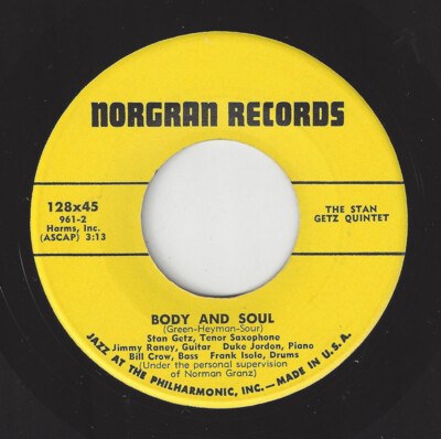 ♫STAN GETZ QUINTET Body And Soul/You Turned The Norgran 128 JAZZ 1954 ...