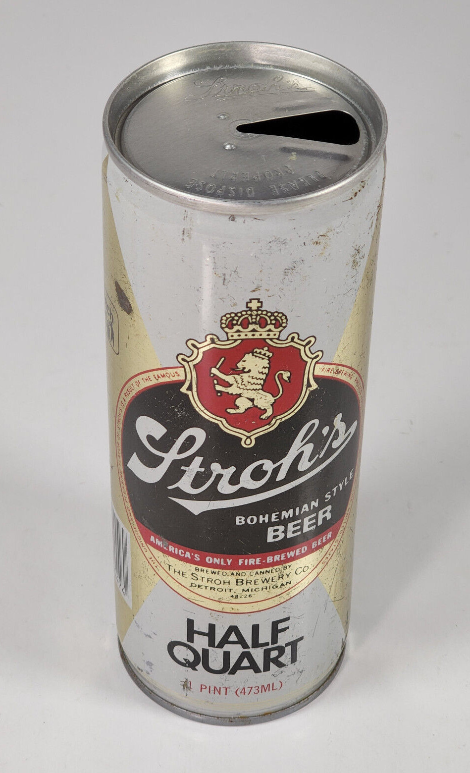 Vintage Stroh's Bohemian Beer 16oz Can Crimped Steel Half Quart Pint ...