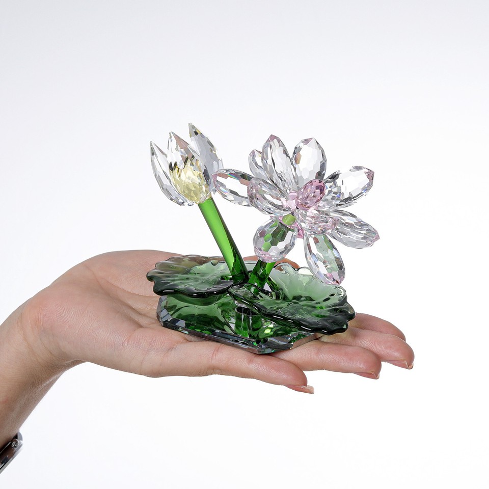 Crystal Lotus Bud Figurine Collectible Feng Shui Art Glass Lotus Flower ...