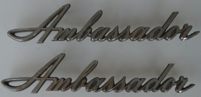 Pair of 1967 1968 1969 1970 AMC Ambassador Emblems Name Plates Badges ...