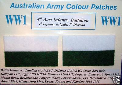 AIF WW1 AUSTRALIAN ARMY COLOUR PATCHES - INFANTRY BATTALION ...