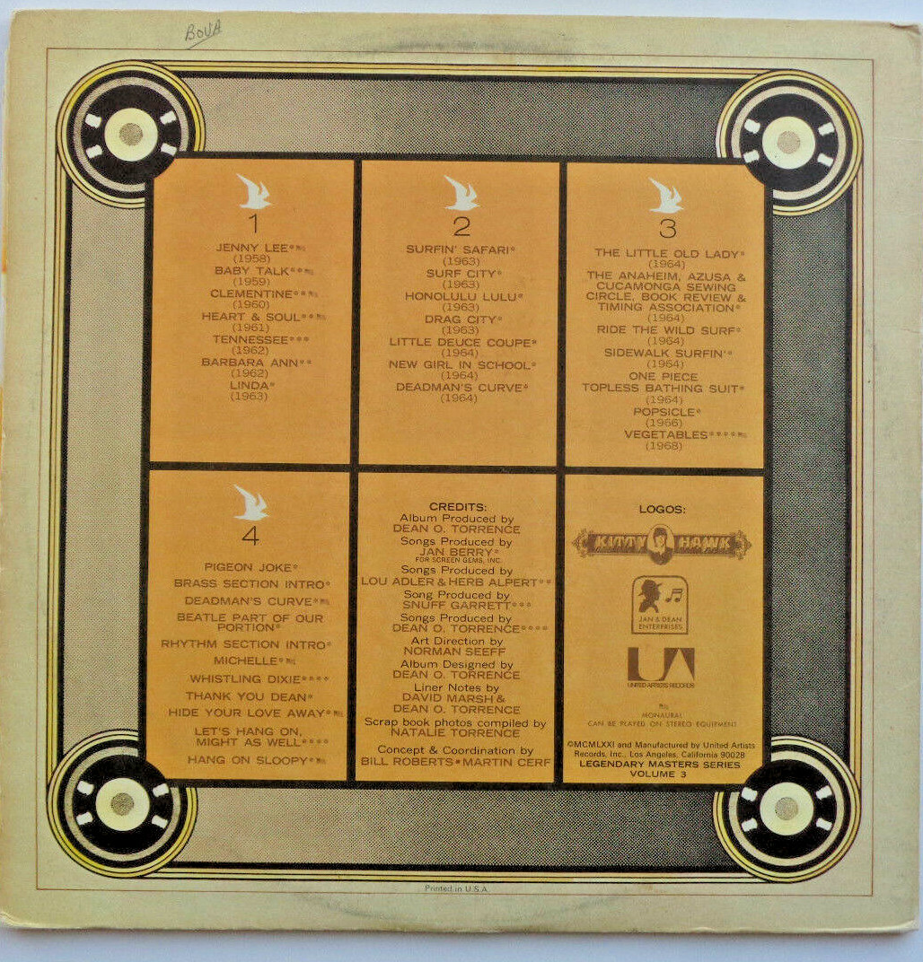 JAN & DEAN - Anthology - Vinyl 1971 2X LP United Artist UAS-9961 ...