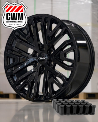 GLOSS BLACK GMC SIERRA 1500 DENALI ULTIMATE STYLE WHEELS 22X9" FITS ...