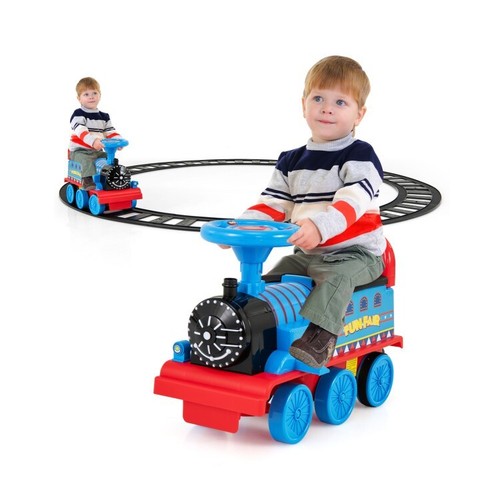 6V Battery Children Electric Ride On Train Toy w/ 16 Pcs Train Track 3 ...