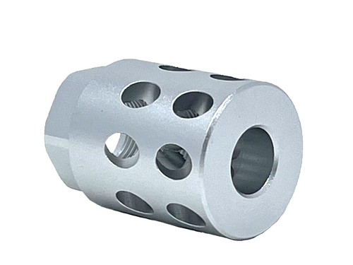 360 Ported 1/2x28 9mm Muzzle Brake Compensator Silver Anodized Aluminum ...