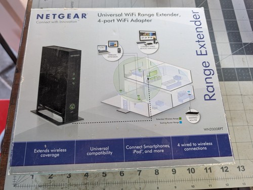 Netgear WN2000RPT Wi-Fi Range Extender Repeater 4 Ethernet Ports w AC ...