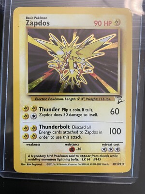Pokemon Card - Zapdos Base Set 2 16/102 Holo Rare IWOTC 1999 | eBay