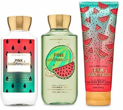 BATH AND BODY WORKS PINK WATERMELON BODY LOTION, WASH & CREAM (SET OF 3 ...