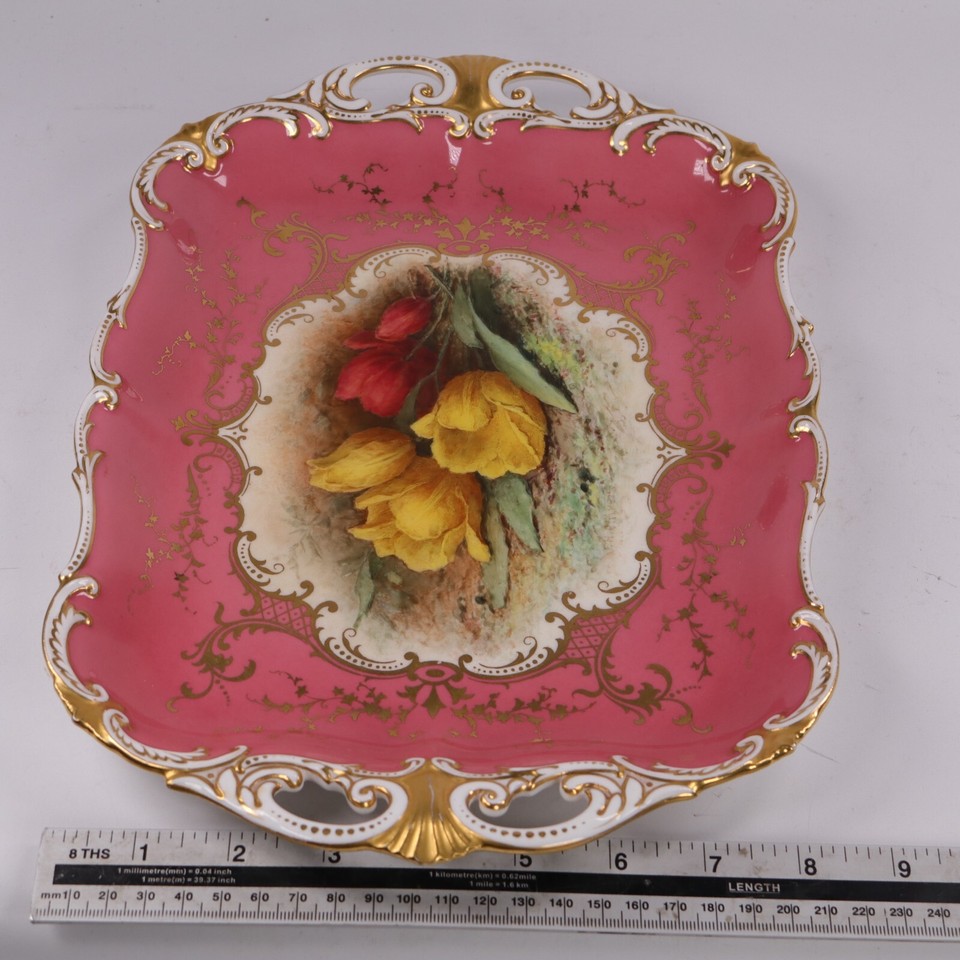 Coalport Chivers Plate Painted Tulips Commission v7580 w32 cm Circa ...