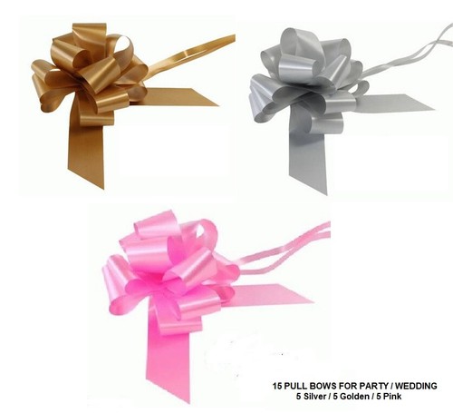 15 x LARGE PULL BOWS 50mm Wedding Car Present Easter Gift Wrap Party ...