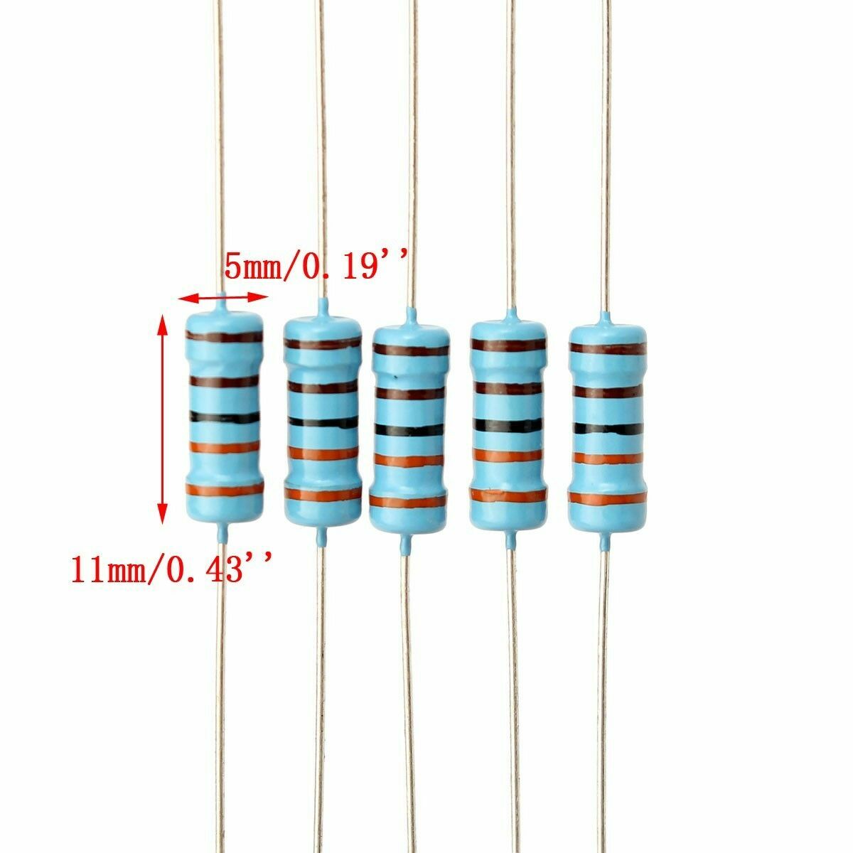 500Pcs 100 Values 1% 1ohm~1M 1W (1 Watt) Metal Film Resistor Assortment ...