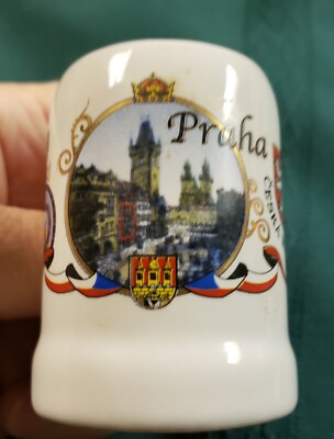 Orloj Prague (Praha) Czech (Ceska) Republic Ceremic Shot Cup Mini Mug ...