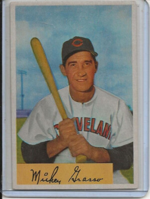 1954 Bowman Baseball Card Mickey Grasso Catcher Cleveland Indians NR MT ...