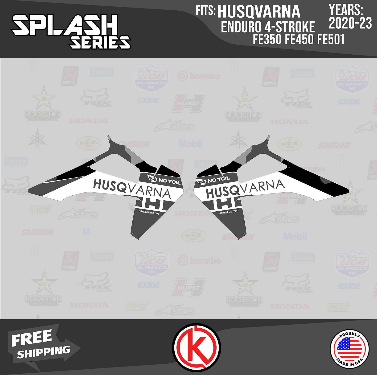 Graphics Kit for Husqvarna FE350 FE450 FE501 2020-2023 Splash-Grey | eBay